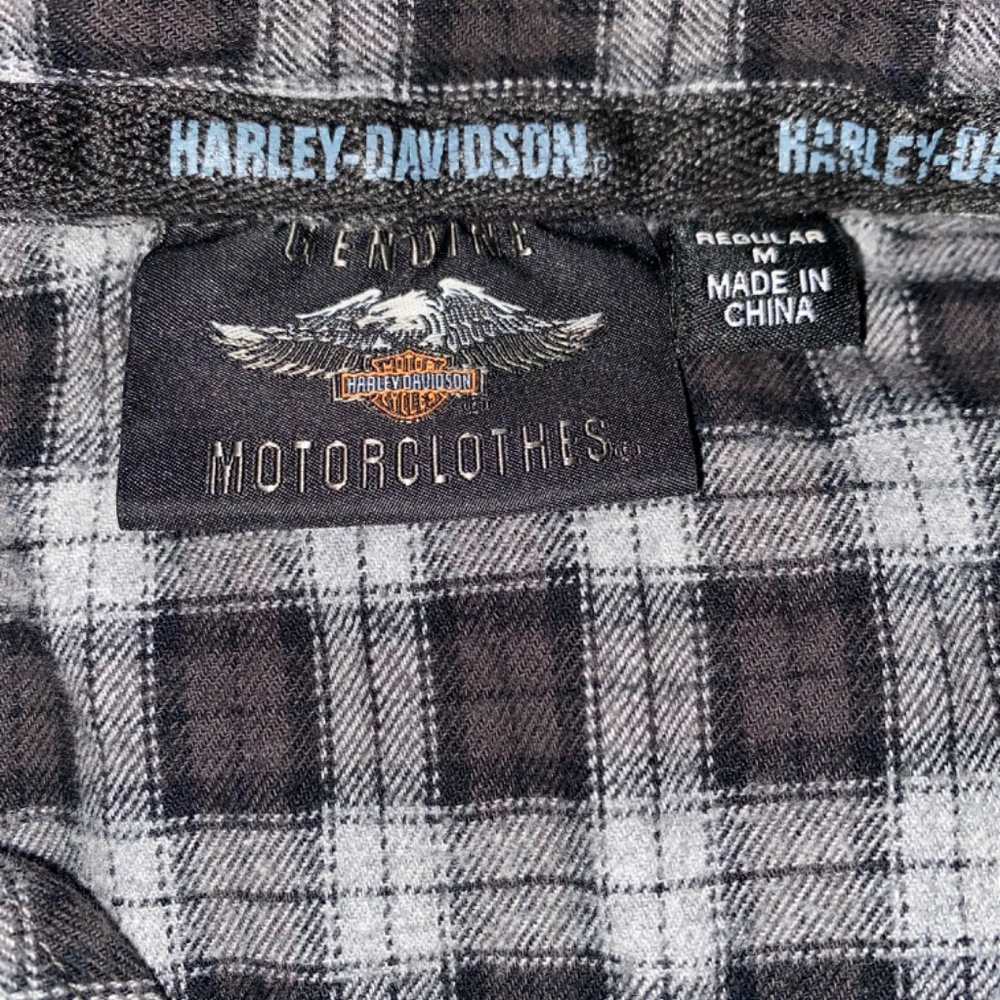 Harley Davidson Shadow Plaid Flannel Shirt M - Gem